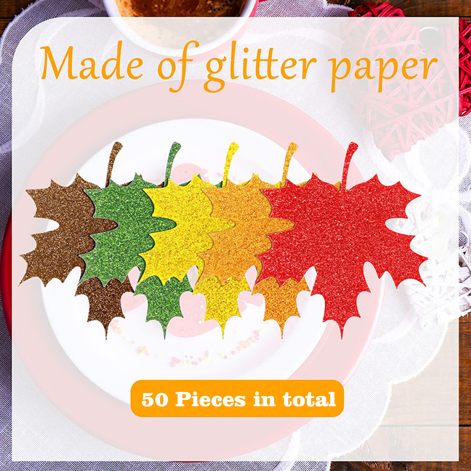 Colorful Maple Leaf Paper Shiny Glitter Diy Craft Supplies for Autumn ...