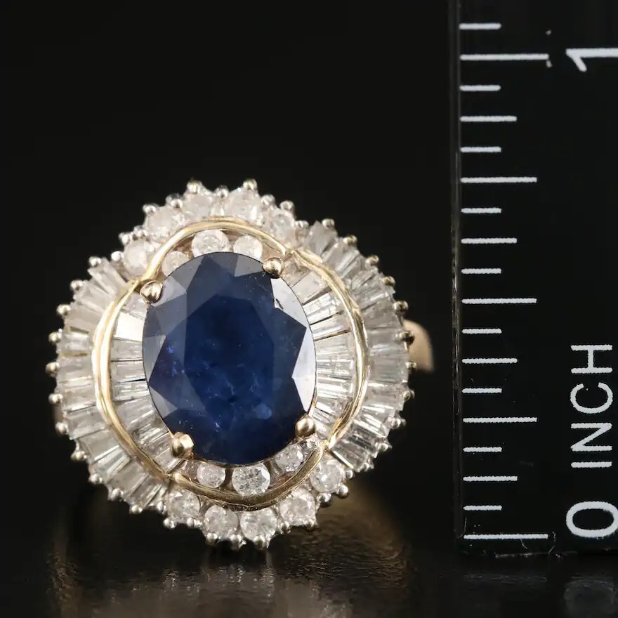 14K Sparkling Blue Corundum and 0.96 CTW Diamond Ring - Spectacular! | eBay
