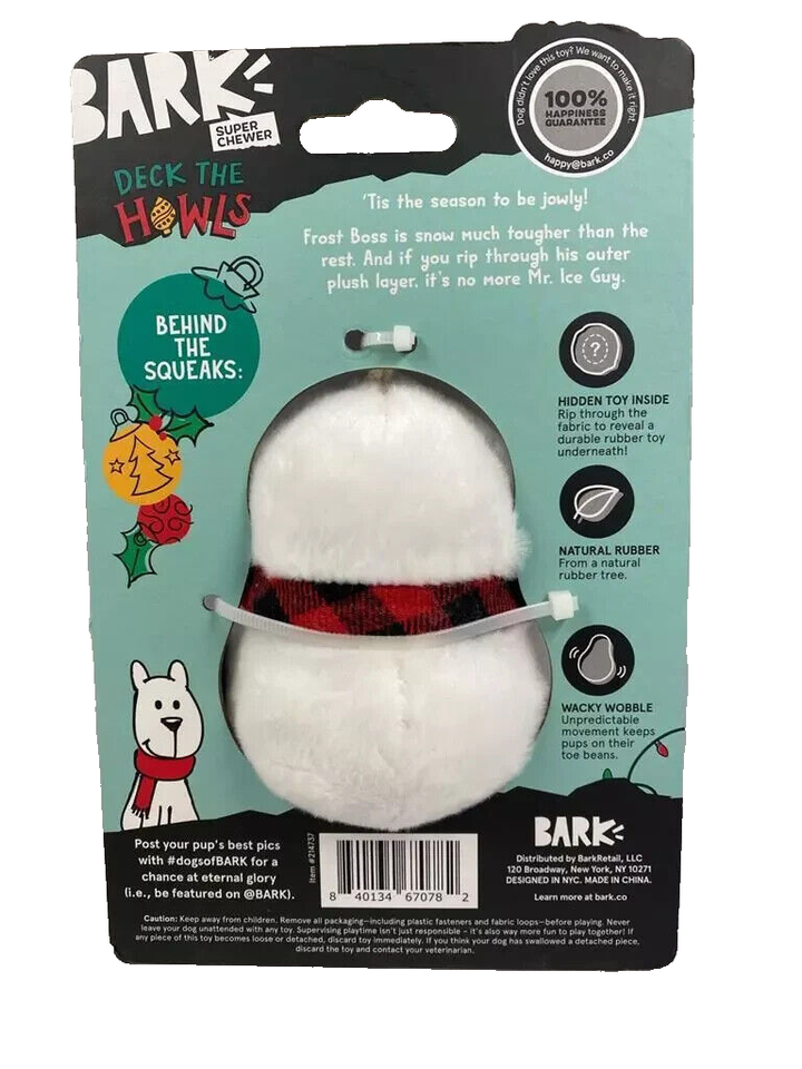 Bark Box Frost Boss Snowman Super Chewer Dog Toy Surprise Toy Inside M ...