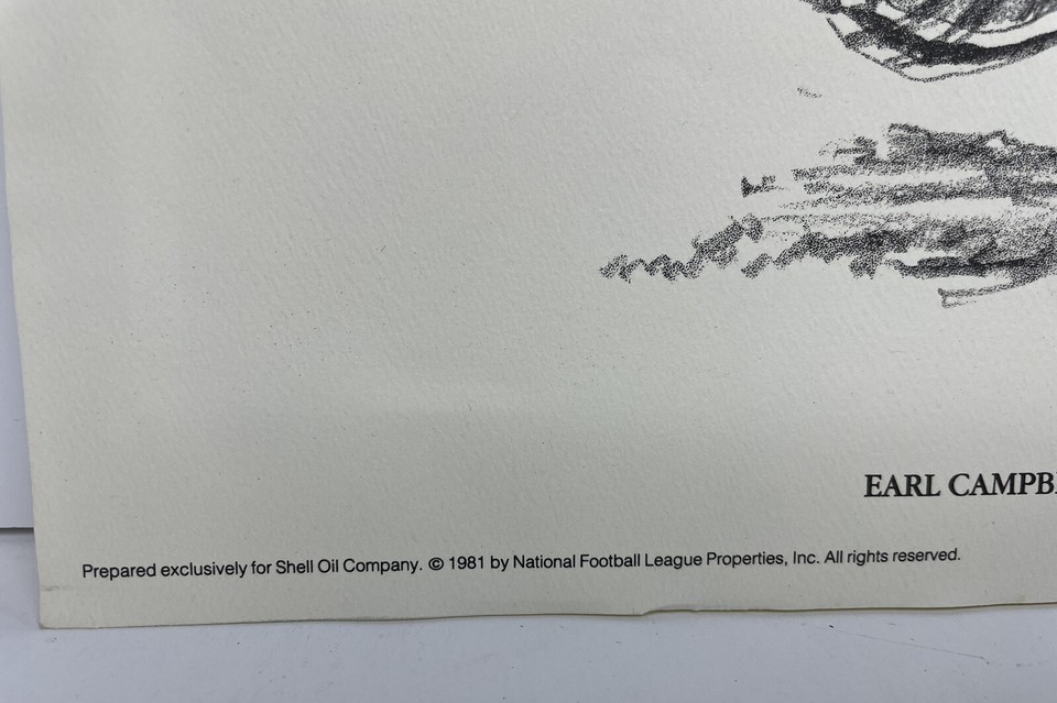 Vintage EARL CAMPBELL 1981 Shell Tanenbaum Pencil Sketch Poster | eBay
