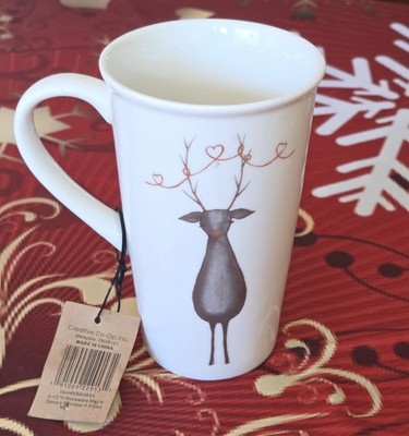 RARE Little e Studio Reindeer Stoneware Mug Cupid Christmas 5.5" NWT 15 ...