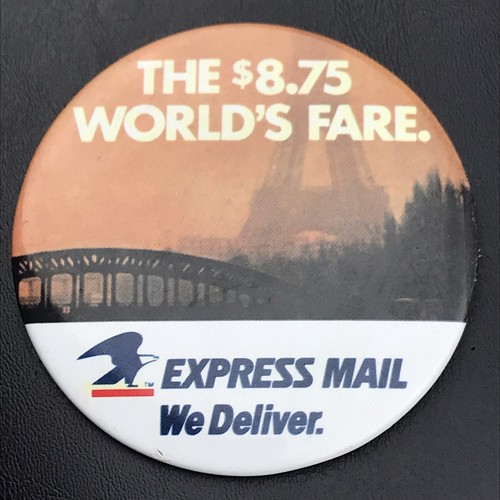 USPS Express Mail Pin Back Button Worlds Fare Collectible Vintage ...