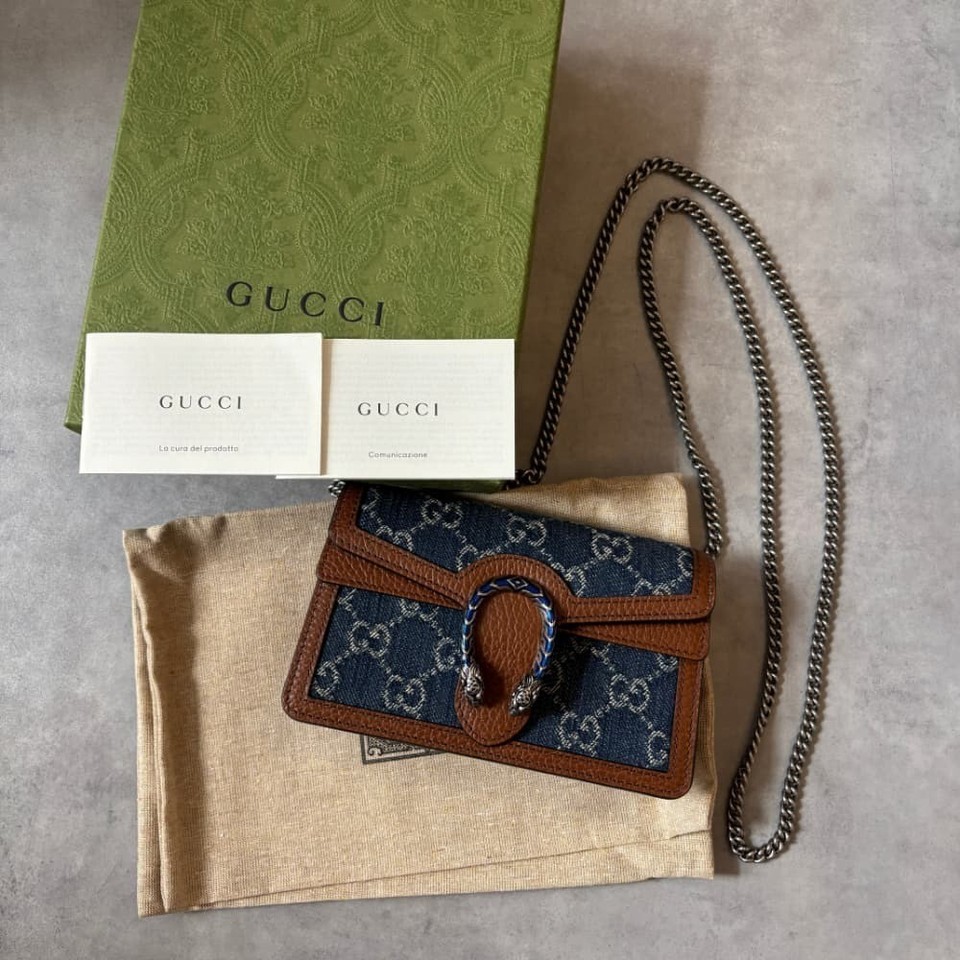 Gucci Dionysus Super Mini Denim Chain Shoulder Bag - Comes With Box And ...