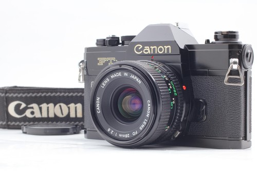 [ N MINT ]Canon FTb QL Black 35mm SLR Film Camera FD 28mm f2.8 Lens ...