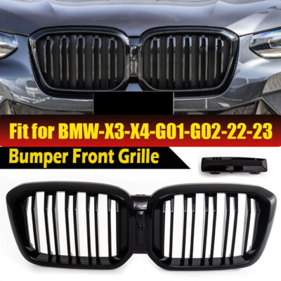 For 2022 2023 BMW X3 X4 G01 G02 Gloss Black Front Kidney Grill Grille W ...