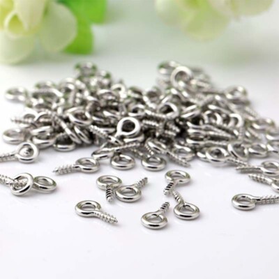 50pcs Tiny 4x8mm Eyelet Screws Eye Pin Hooks Bails Findings Metal Screw ...