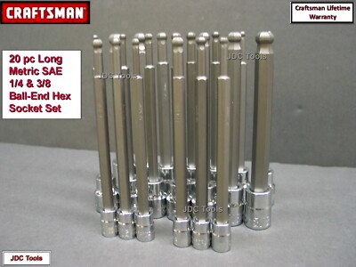 CRAFTSMAN HAND TOOLS 20 PC LONG METRIC SAE HEX ALLEN SOCKET WRENCH SET ...