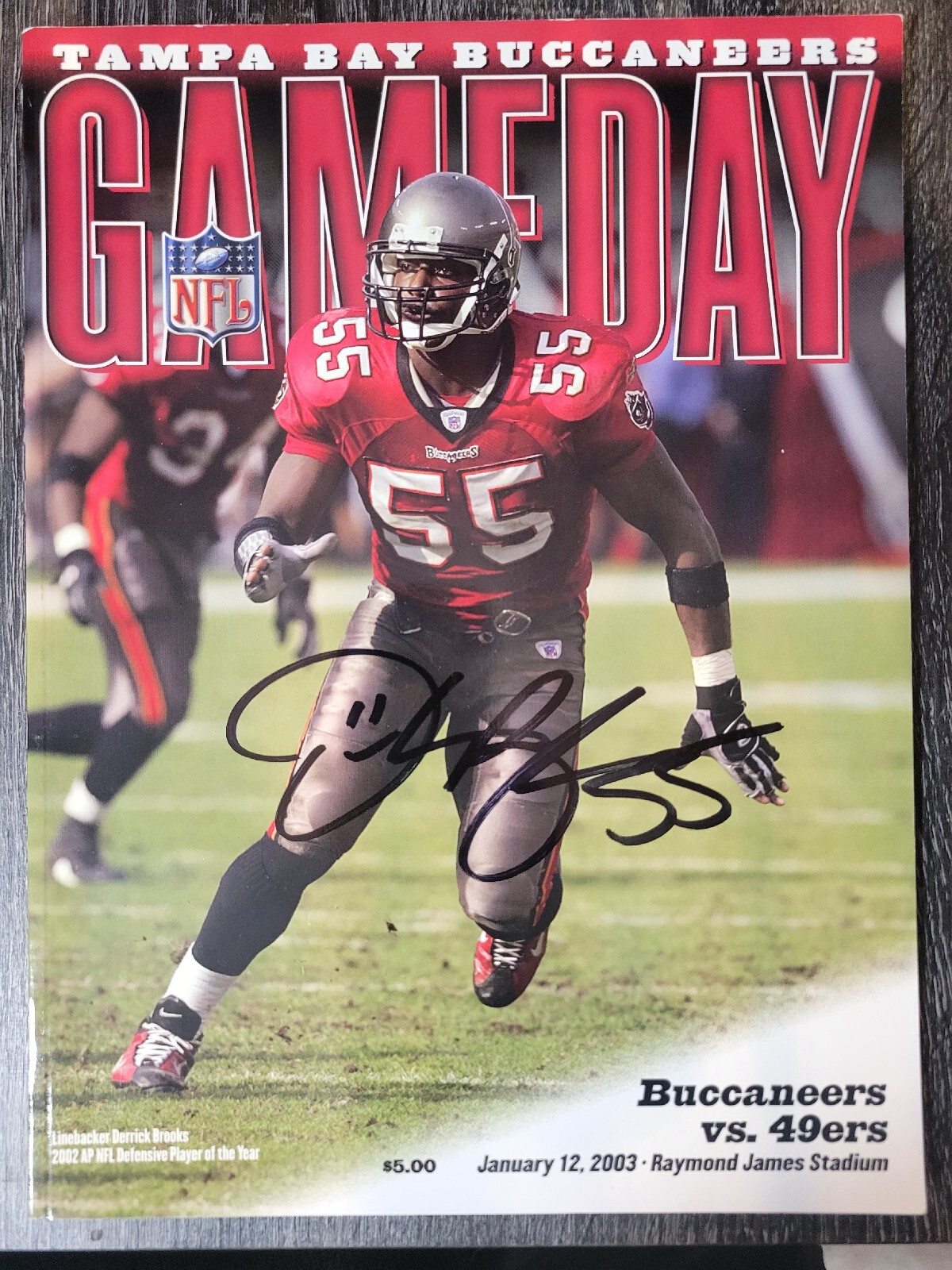 Derrick Brooks 2002 Defensive Player Of The Year Game Day Magazine ...
