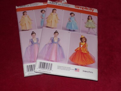 🌻 SIMPLICITY #1303-TODDLER & GIRLS DISNEY STYLE PRINCESS GOWN PATTERN ½ ...