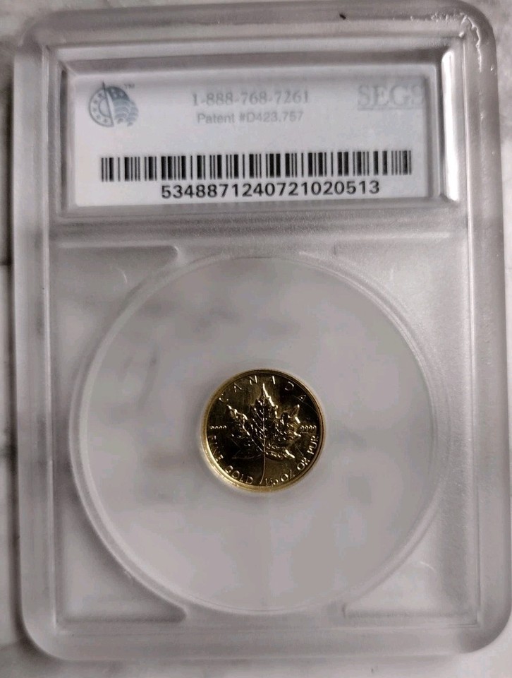Nice 1982 SEGS Canadian Maple 1/10 Oz Gold $5 Coin Red Spot On Reverse ...