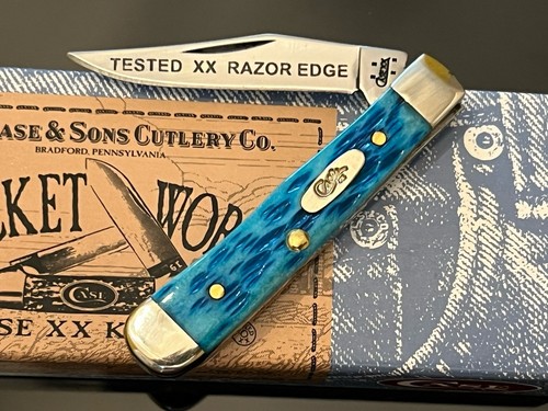 Case Tested XX Razor Edge Tiny Trapper Knife CARIBBEAN BLUE Pocket Worn ...