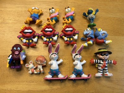 1980s Lot 14 Toy PVC Rubber Figures Garfield Raisins Tang Lips Smurfs ...