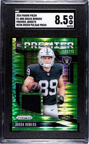 Brock Bowers 2024 Panini Prizm Rookie Premier Jerseys Neon Green Pulsar ...