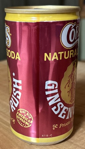 Vtg CORR’S GINSENG RUSH Natural Soda 12oz. Empty Aluminum Sealed Pull ...