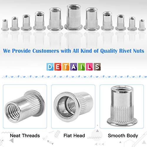 50Pcs #10-24 UNC 304 Stainless Steel Rivet Nuts Flat Head Threaded ...
