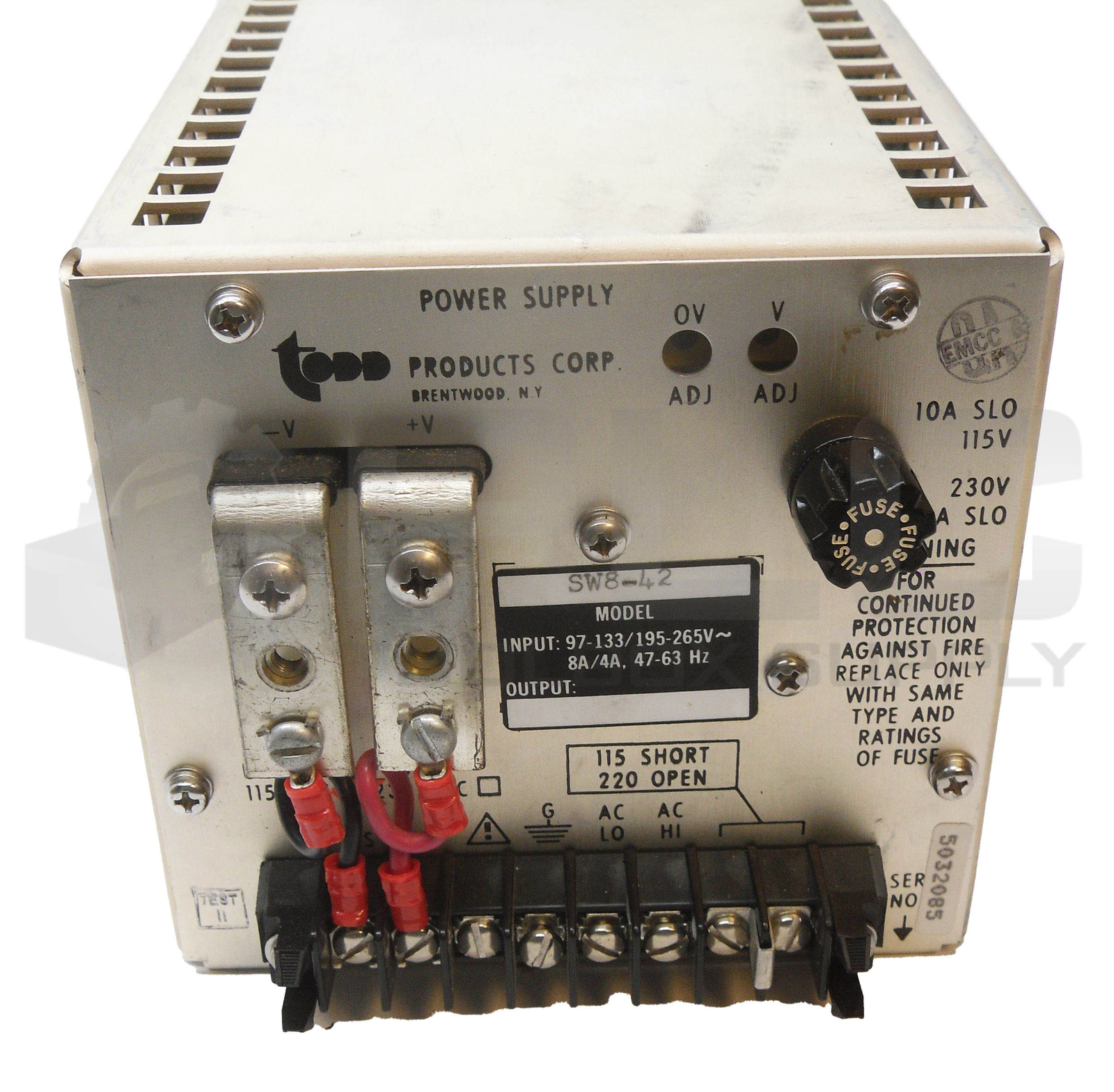 TODD PRODUCTS SW8-42 POWER SUPPLY 265V 8A/4A 47-63HZ | eBay