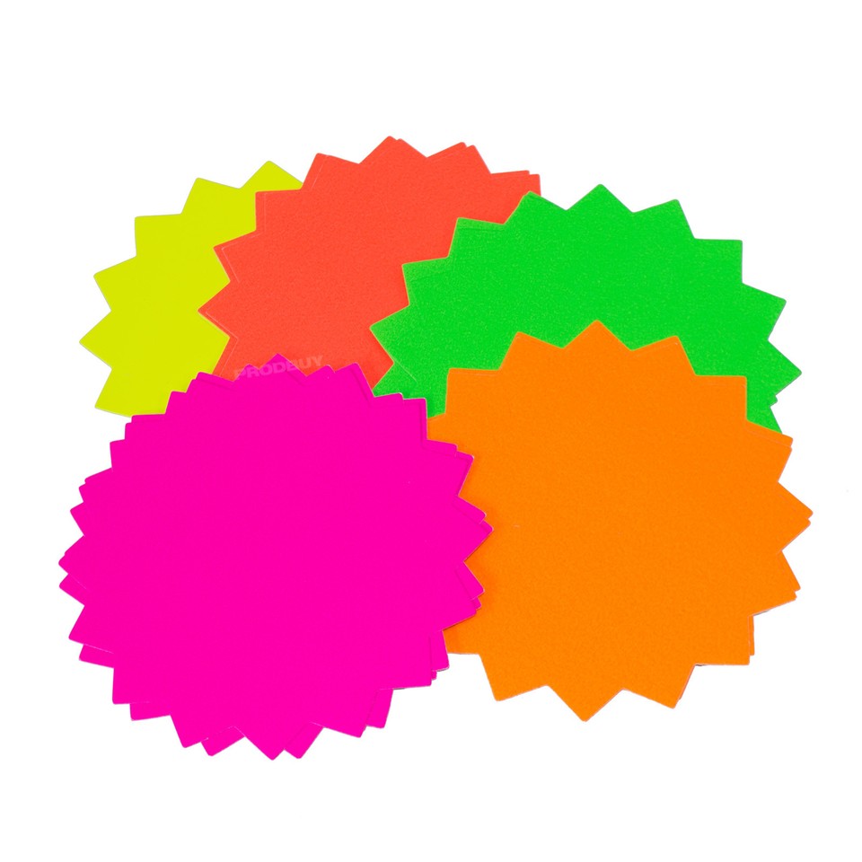 48 Fluorescent Flash Stars 6" Shop Retail Price Signs Sale Cards ...