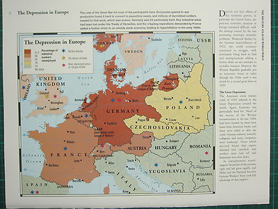 WW2 WWII MAP ~ DEPRESSION IN EUROPE UNEMPLOYED INDUSTRIAL WORKERS RIOT ...