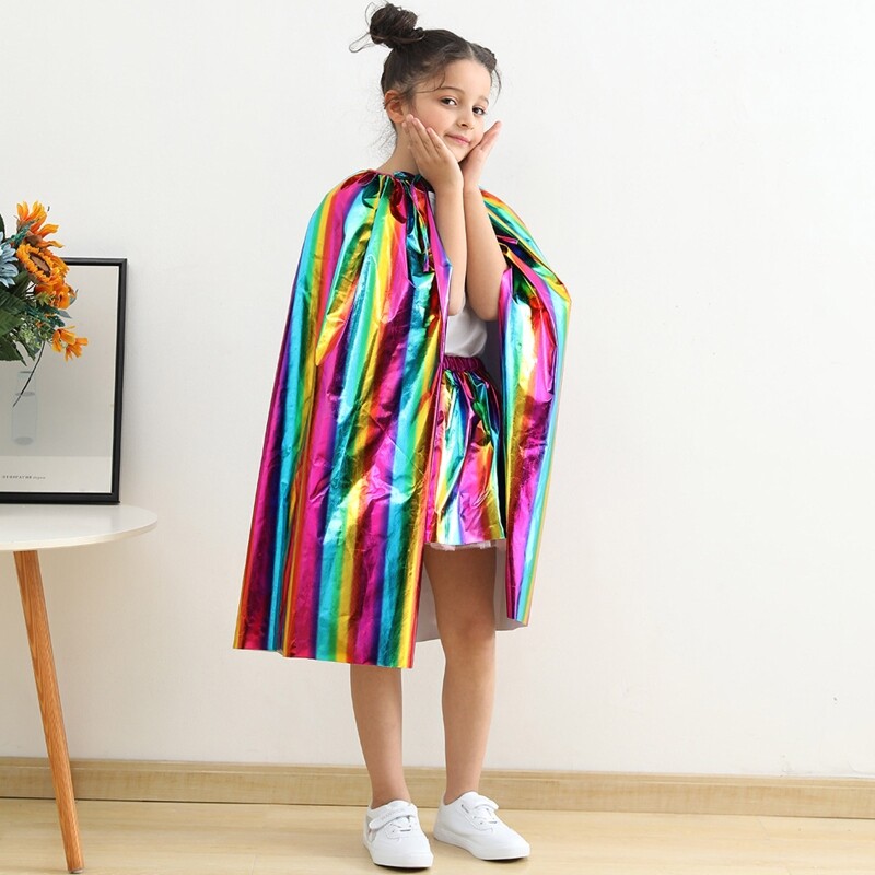 Boy Girls Rainbow Color Princess Robe Cloak Birthday Party Cosplay ...