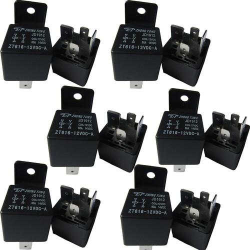 10 X Car Motor Automotive DC 12V 80A 80 AMP SPST Relay 4 Pin 4P Heavy ...