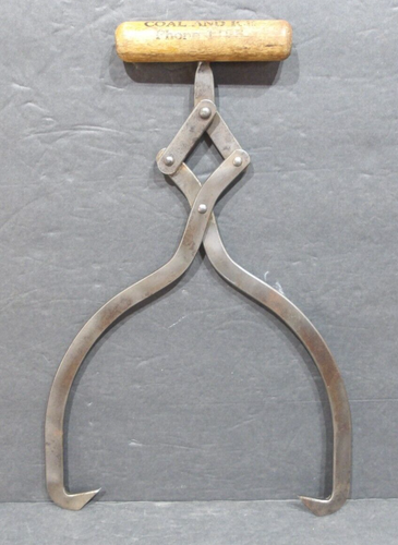 Vtg. Primitive J.A. Prentis Coal & Ice Block Tongs Hook Hangar Gravity ...