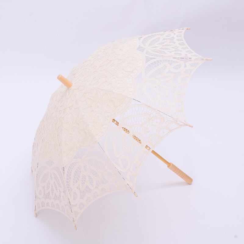 Lace Retro Embroidery Sun Lace Umbrella Princess Dance Umbrella Beige ...