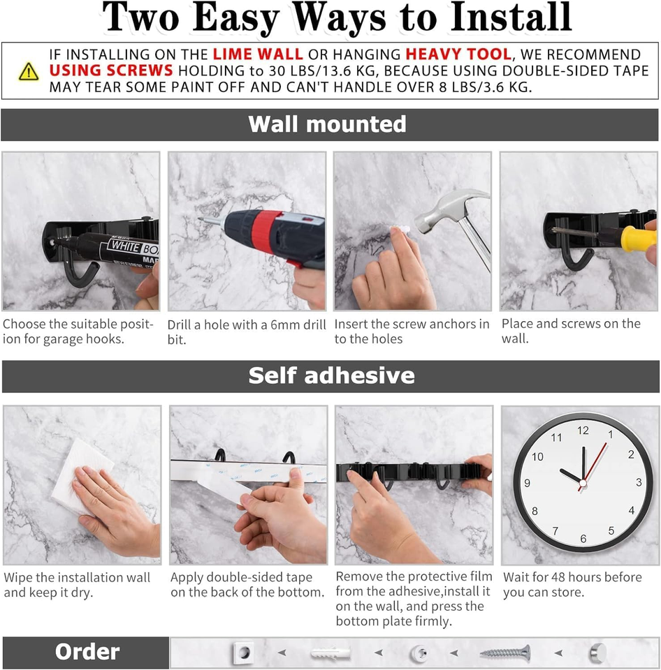 Porta Scope Parete, 5 Supporti E 4 Ganci Nero Inossidabile Portascope ...