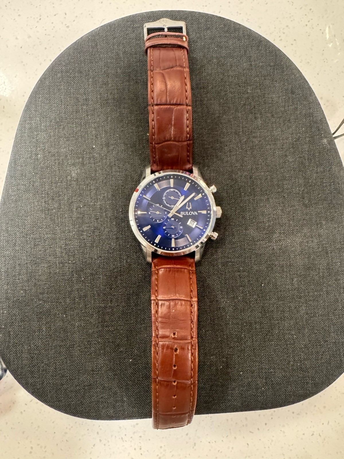 Bulova Sutton Men's Chronograph Blue Dial Stainless Steel Quartz Watch ...