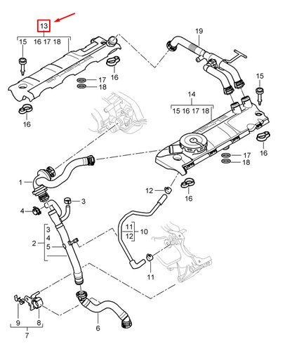 PORSCHE CAYENNE 9PA Right Engine Crankcase Valve Cover 94810723552 NEW ...