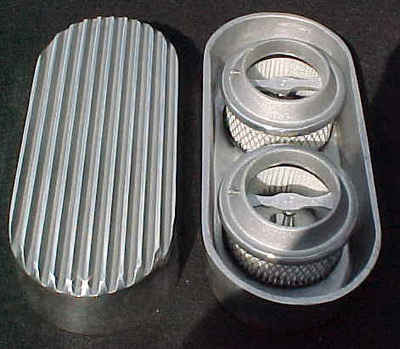 HOT ROD RAT FLATHEAD FINNED DUAL CARB AIR CLEANER WITH BASES AND ...