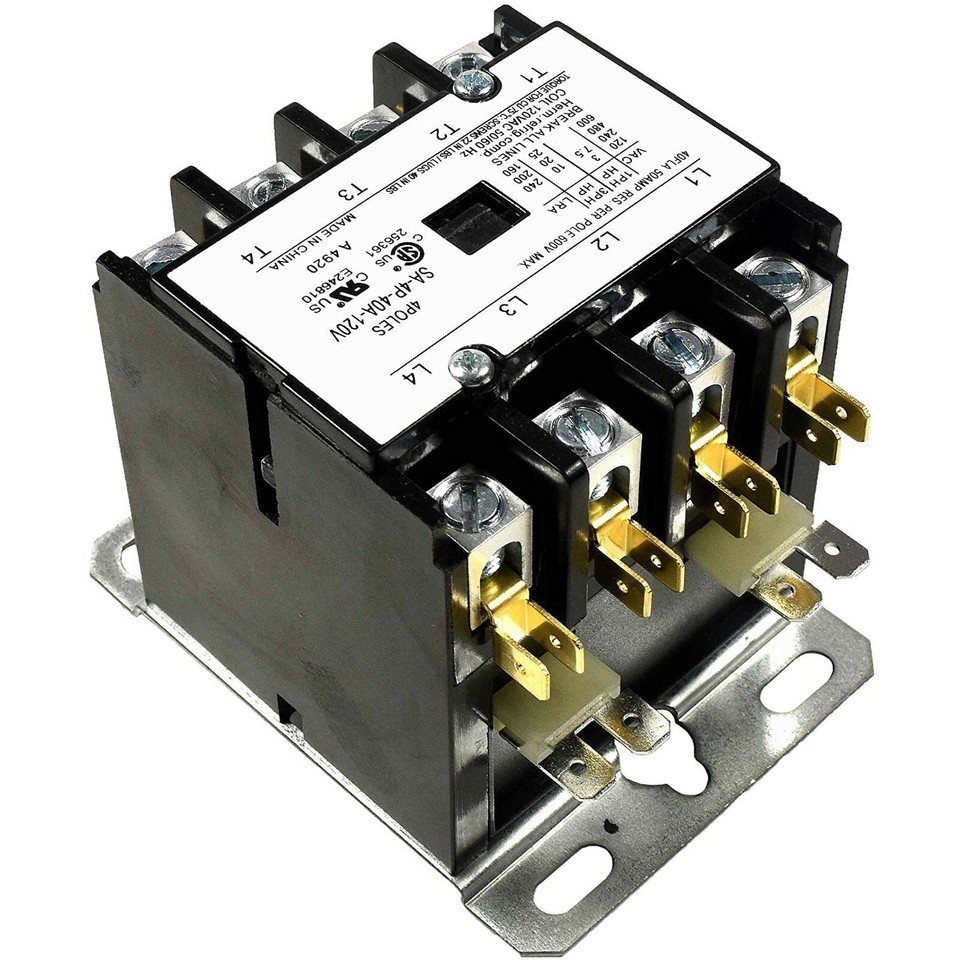 HQRP 4-Pole 40 Amp Coil 120V AC Contactor Definite Purpose Relay for ...