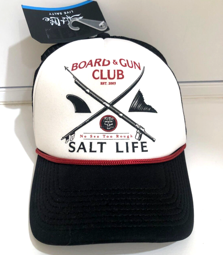 NEW SALT LIFE BOARD & GUN CLUB HAT No Sea Too Rough Snapback Black w ...