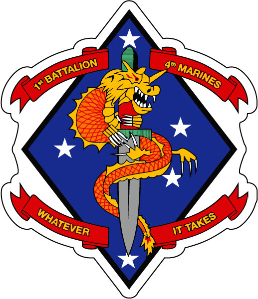 1st Battalion 4th Marines USMC Military Bumper Sticker Decal Whatever ...