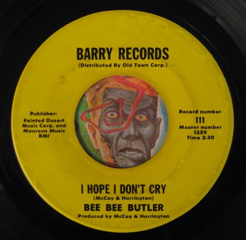 HEAR Bee Bee Butler 45 I Hope I Don't Cry / As Long As You Love Me deep ...