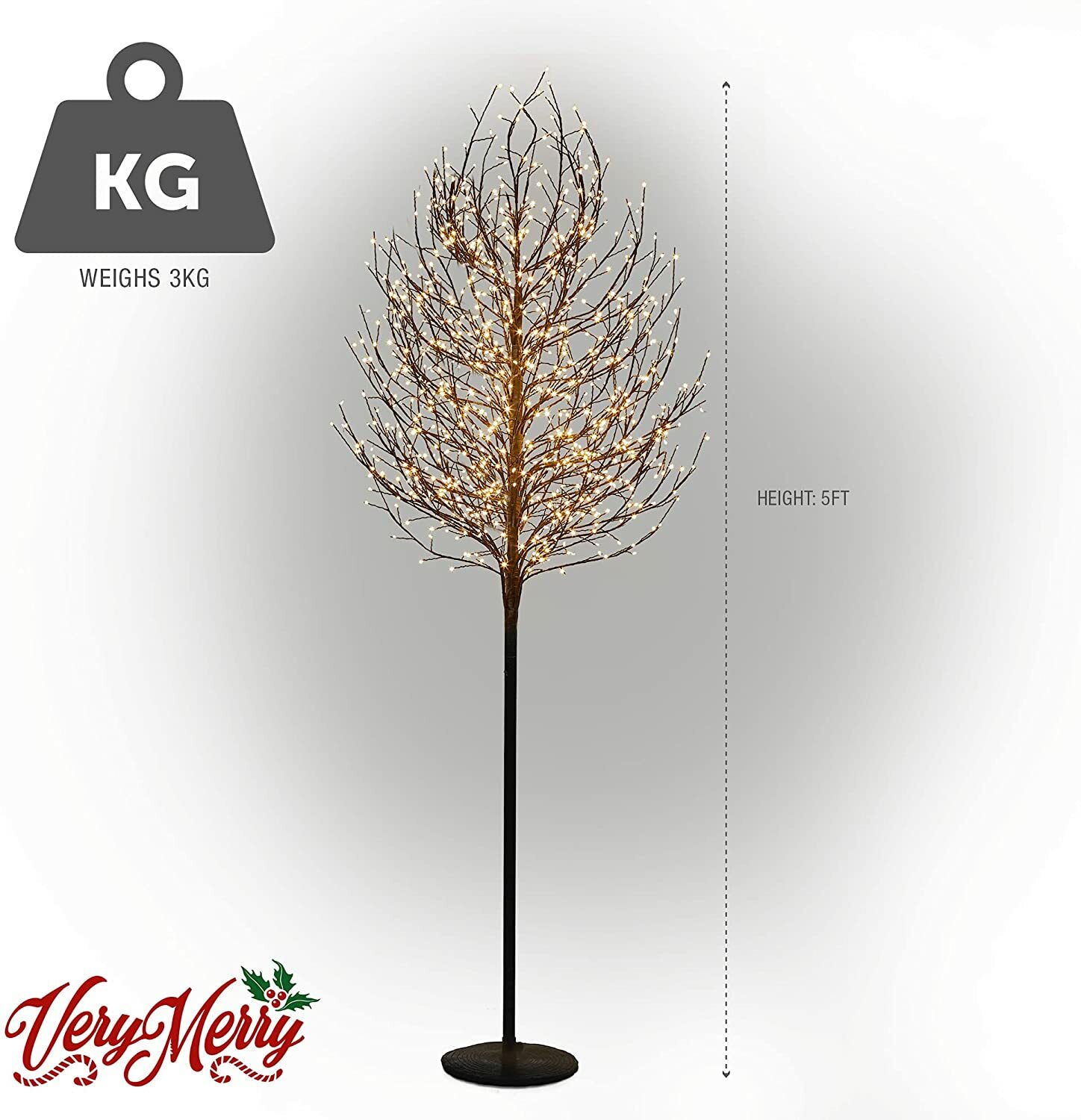 5FT-6FT Micro Dot Christmas Tree With LED Warm White Lights - Colours ...