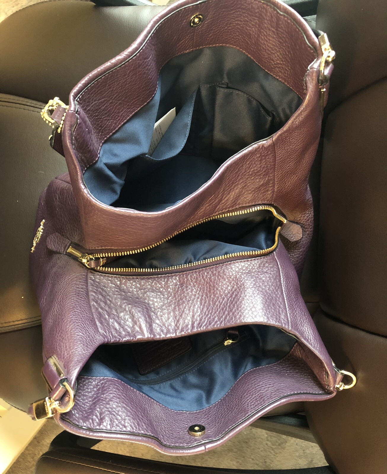 Coach Plum Leather mult-section purse | eBay