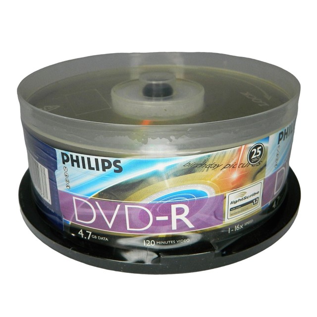 25 Philips Lightscribe 16X DVD-R 4.7GB (Version 1.2) (609585114937) 16x ...