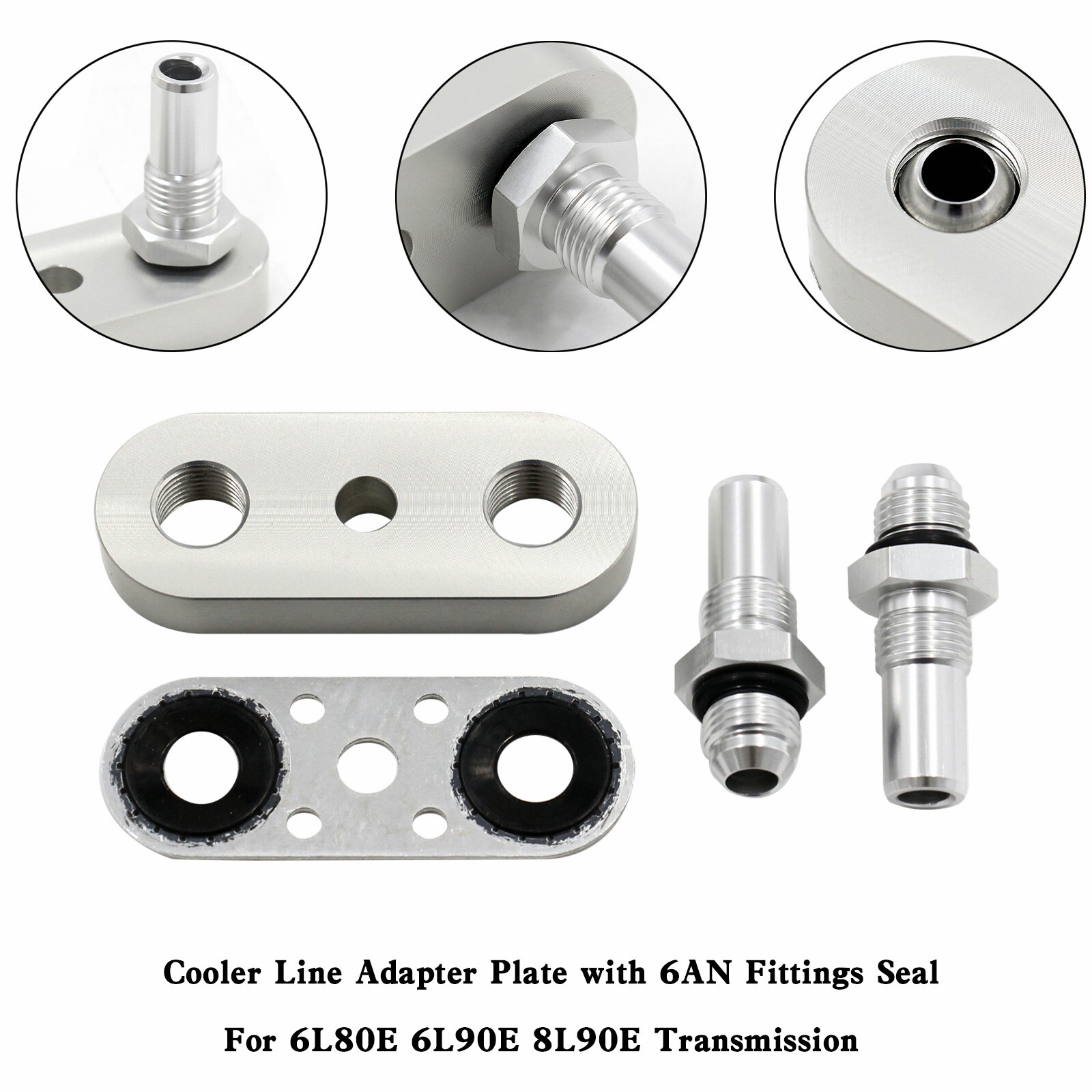 Transmission Cooler Line Adapter Plate w/ 6AN Fittings Seal 6L80E 6L90E ...