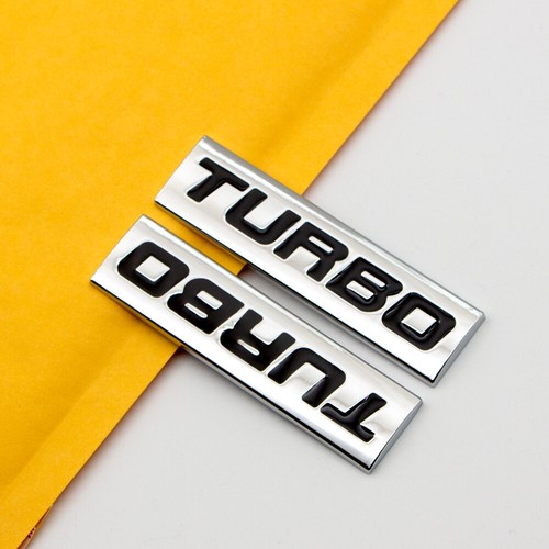 2Pcs Metal Black TURBO Emblem Chrome V6 V8 Engine Car Trunk Fender ...