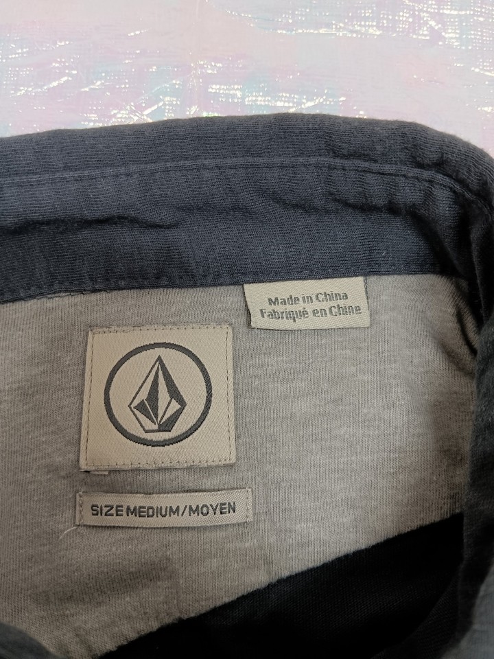 Volcom Polo Shirt Medium Fits Small Adult Gray Casual Cotton Logo ...