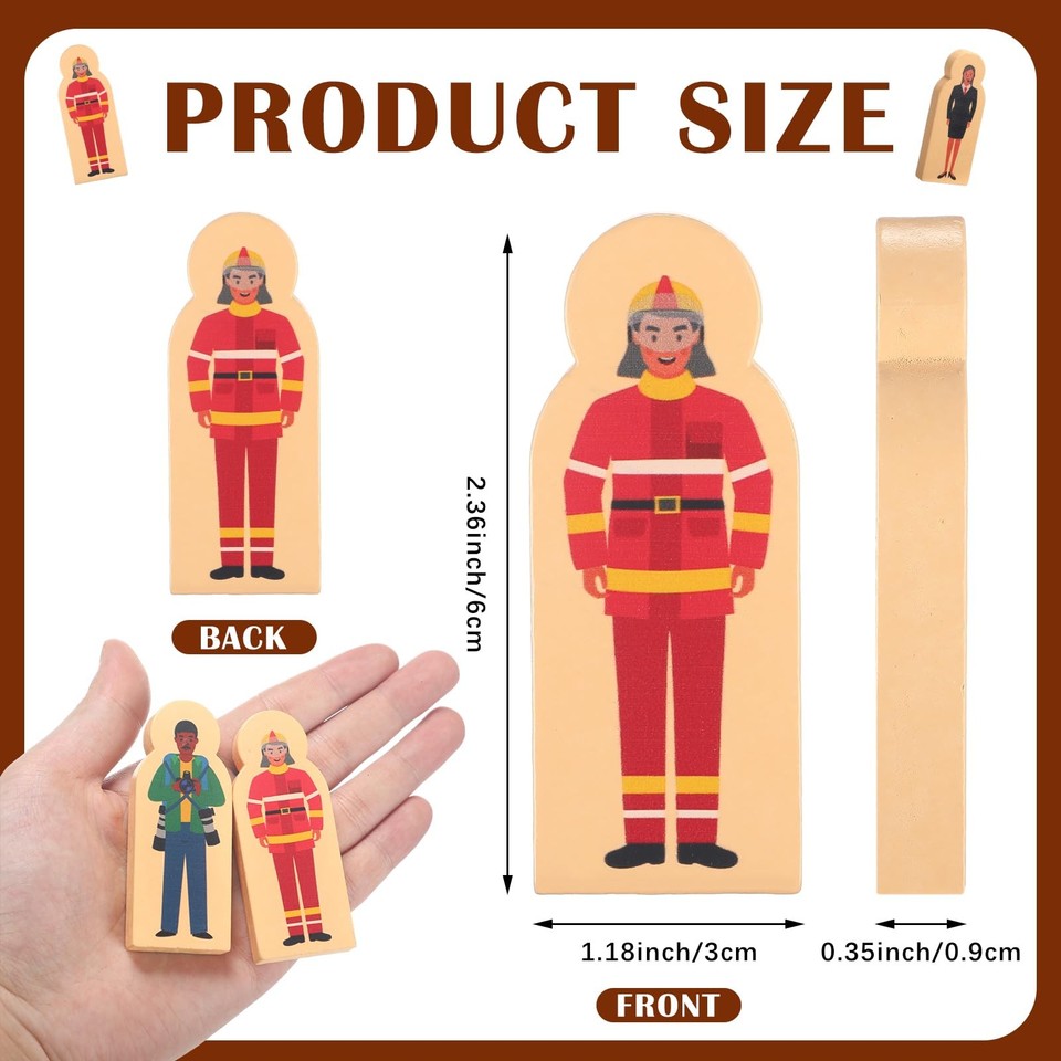 30 Pcs Wooden Community Helpers Toys Multicultural Career Wooden People ...