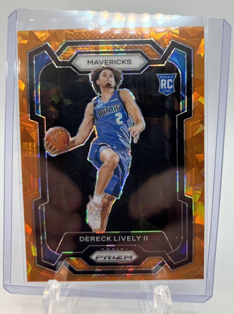 2023-24 Prizm DEREK LIVELY Orange Cracked Ice Prizm RC #163 Dallas ...