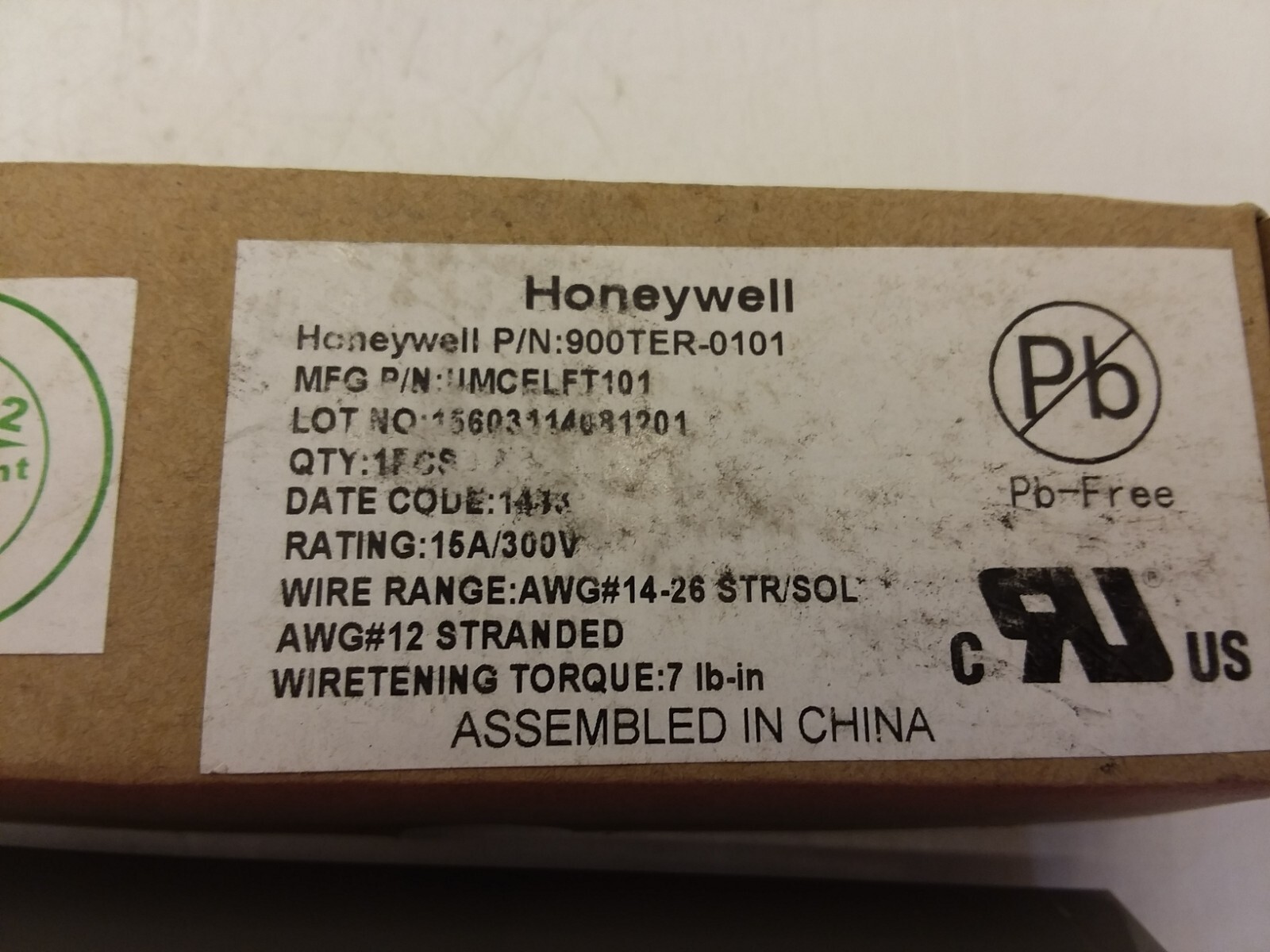 HONEYWELL 900TER-0101 TERMINAL BLOCK HC900 HI-VOLTAGE (EURO STYLE) NIB ...