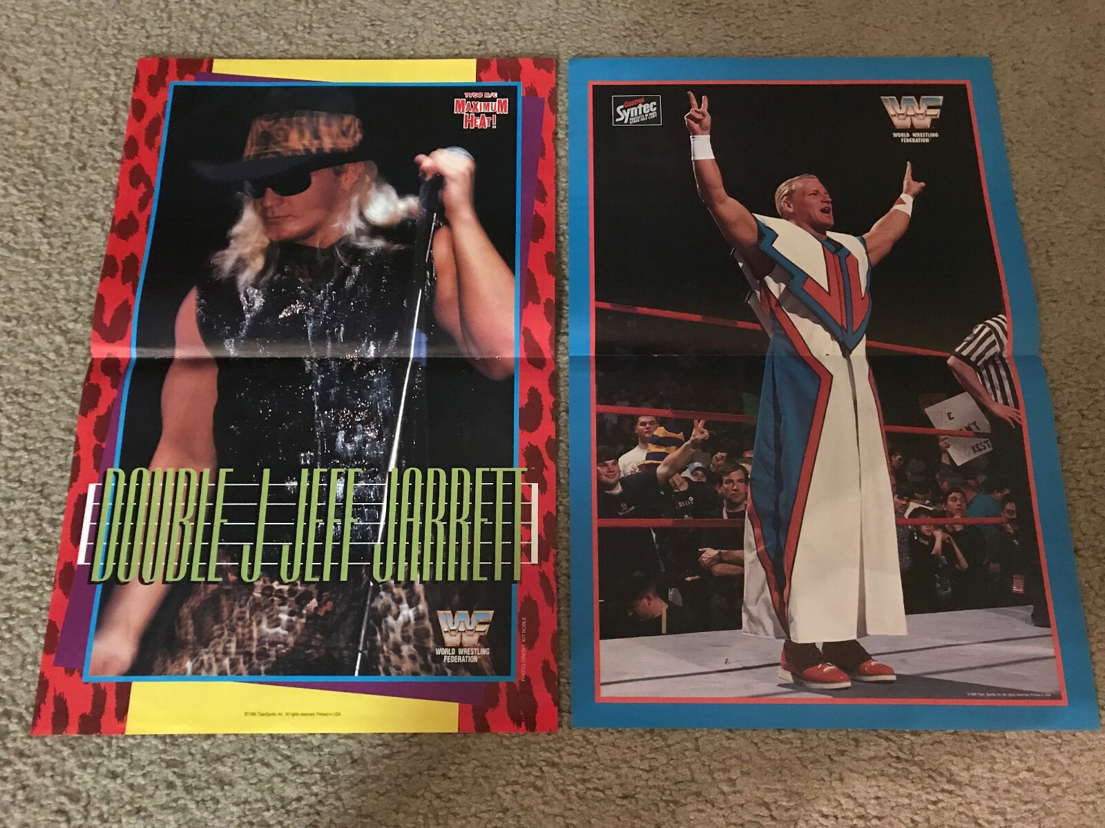 Vintage 1990s WWF JEFF JARRETT DOUBLE J Centerfold Poster Lot (2) WCW ...