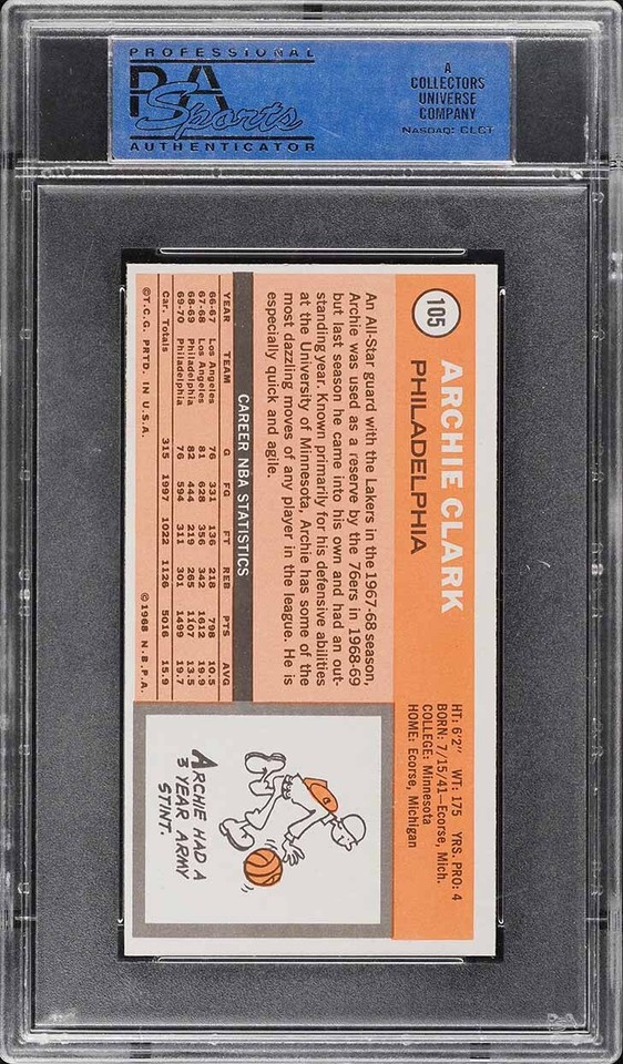 1970 Topps Bkb Card #105 Archie Clark Philadelphia 76ers PSA 8 NM-MT | eBay
