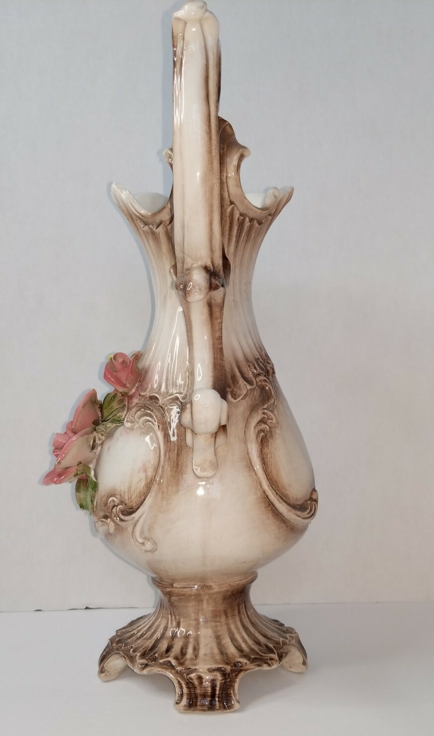 🌷Capodimonte Pitcher Vase with Flowers Porcelain 13 1/2" x 8" Made in ...