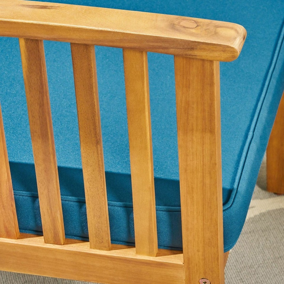 Parry Outdoor Open Slat 6-Seater Acacia Wood Conversation Set with ...