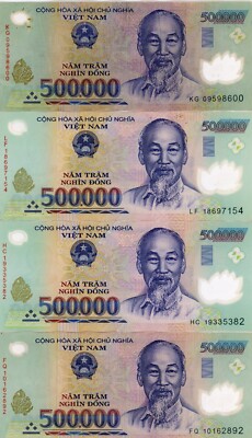 TWO MILLION Vietnamese Dong - 4 x 500K VND - Authentic Polymer Notes ...