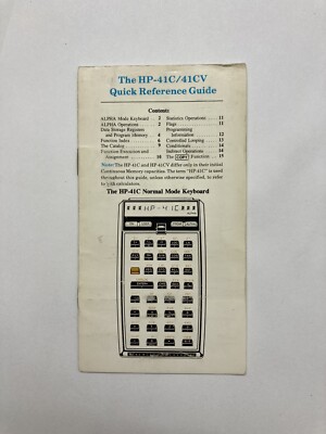 Quick Reference Guide For Hewlett Packard HP-41CV Calculator | eBay