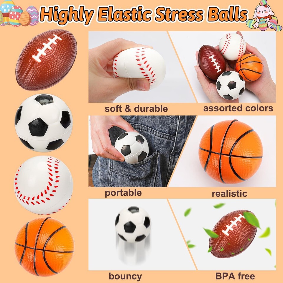 16 PCS Stress Balls Foam Bouncy Balls Stress Relief Pinata Filler ...